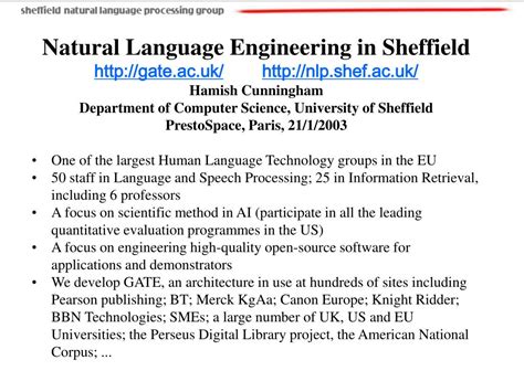 Ppt Natural Language Engineering In Sheffield Gate Ac Uk Nlp Shef Ac Uk Powerpoint