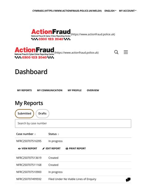 Action Fraud Report Dashboard Pdf
