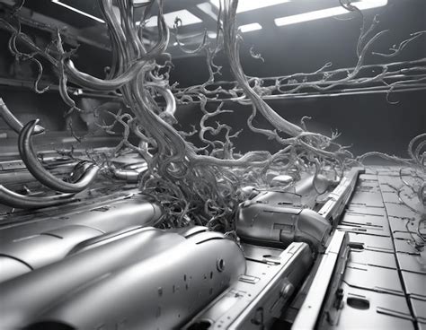 추상적인 기술 혀진 구조 인공지능 일러스트레이션 프리미엄 사진