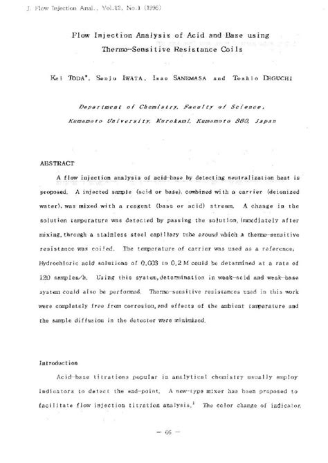 Pdf Fluw Injection Analysis Of Acid And Base Usingjafia Kyushu U Ac Jp Japanese Jfia Contents