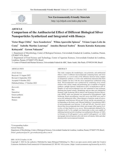 Pdf Comparison Of The Antibacterial Effect Of Different Biological