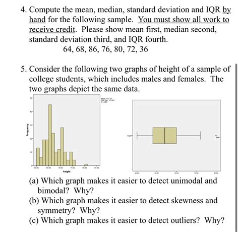 Solved Compute The Mean Median Standard Deviation And Iqr