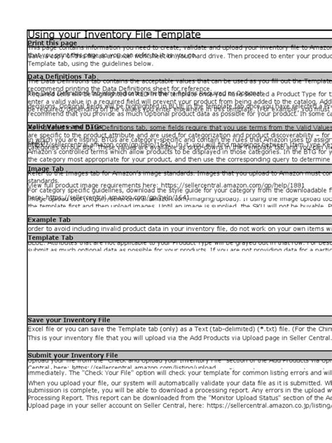 Using Your Inventory File Template Print This Page Pdf Computing Computer Data