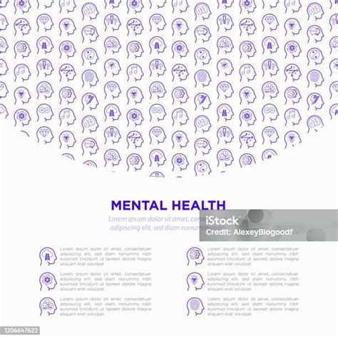 복사 공간과 얇은 라인 아이콘 정신 건강 템플릿 정신 성장 부정적인 생각 감정적 추론 논리적 계획 강박 관념 내부 대화 균형