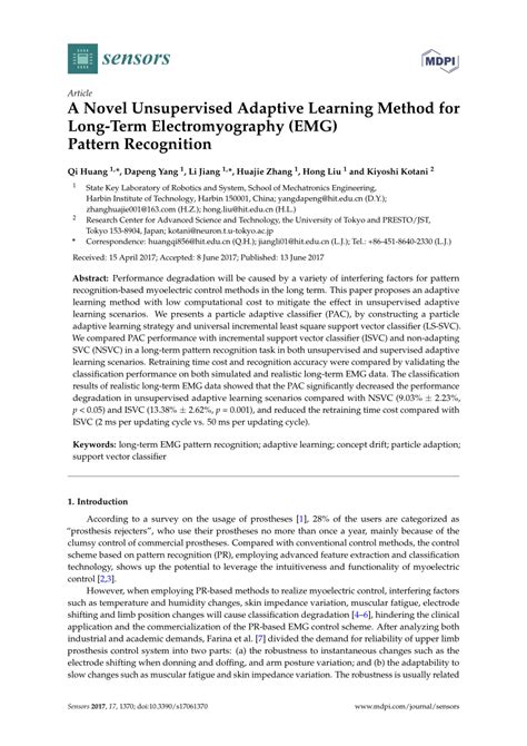 Pdf A Novel Unsupervised Adaptive Learning Method For Long Term Electromyography Emg Pattern