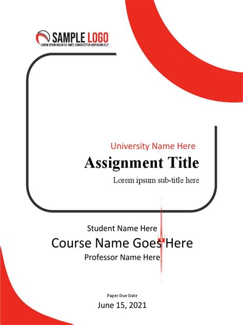 Assignment Cover Page Template Pdf
