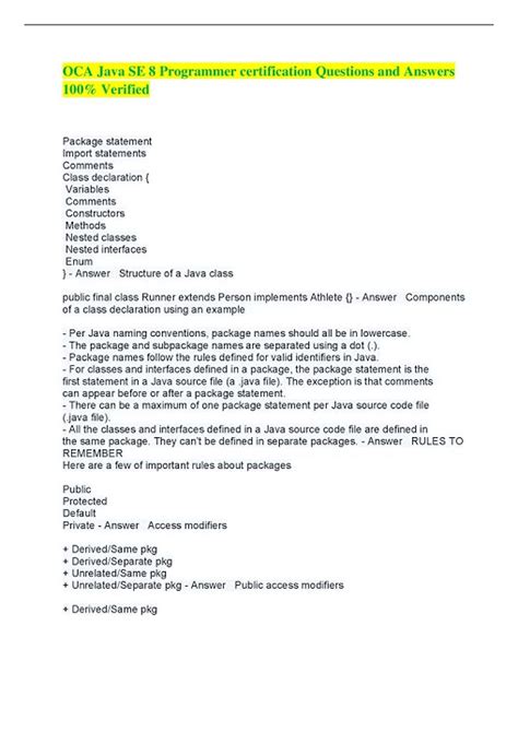 Oca Java Se 8 Programmer Certification Questions And Answers 100 Verified Youtube