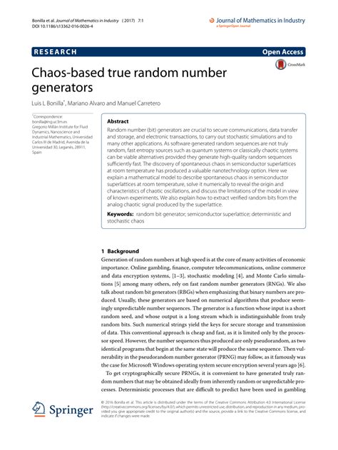 Pdf Chaos Based True Random Number Generators