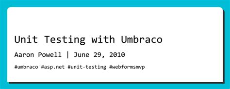 unit testing with umbraco