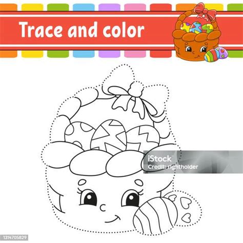 추적 및 색상 아이들을위한 색칠 페이지 필기 연습 워크시트를 개발하는 교육 활동 페이지입니다 유아를위한 게임 격리된 벡터 그림입니다 만화 스타일 부활절 테마 0명에 대한