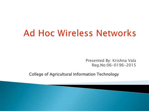 Ad Hoc Wireless Networks Pptx