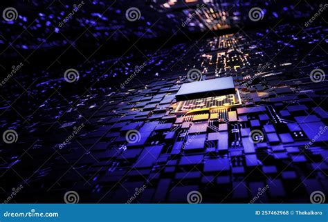 3d Rendering Microprocessor Cpu Chipset Central Processor Unit On The Illumination Circuit
