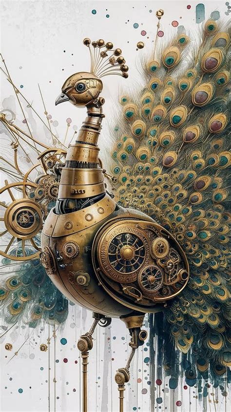 Inspired Brass Robot Peacock Stock Illustrations 4 Inspired Brass