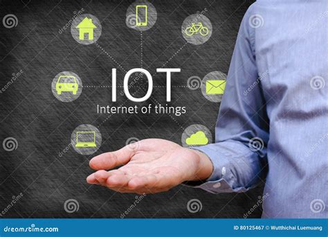 Internet Of Things IoT Concept Man Show Iot Link Network And Stock Image Image Of Machine