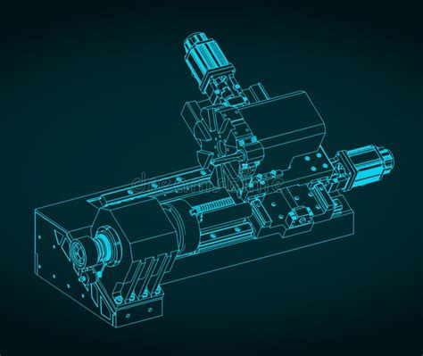 CNC Lathe Machine Isometric Blueprint Stock Vector Illustration Of Drilling Symbol
