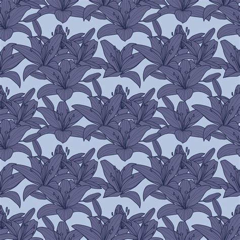 Lily Flower Blue Floral Seamless Repeat Pattern 16190556 Vector Art At Vecteezy
