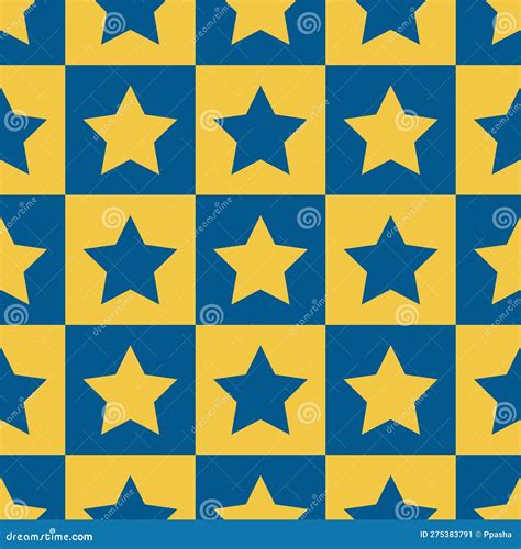 Pattern With Stars Seamless Pattern With The Image Of Blue And Yellow Stars In A Square Stock