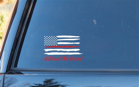 American Flag United We Stand Car Decal Thin Red Line Decal Etsy