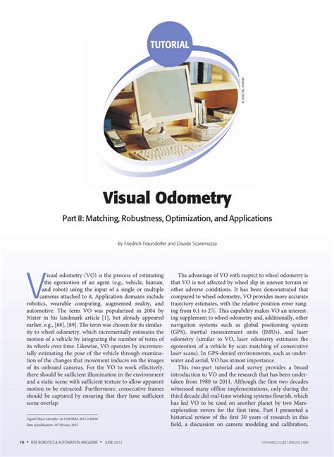 Pdf Visual Odometry Part Ii Matching Robustness And Applications