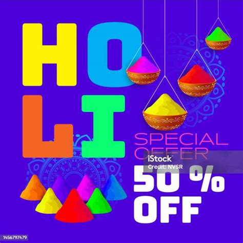 다채로운 해피 홀리 판매의 벡터 일러스트 레이 션 할인 배너 템플릿 제공 0명에 대한 스톡 벡터 아트 및 기타 이미지 0명