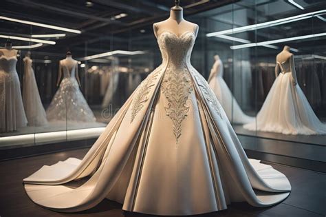 Wedding Dress On A Mannequin Ai Generative Stock Illustration