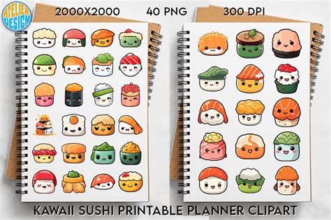 Kawaii Sushi Printable Planner Clipart Graphic By Atelier Design
