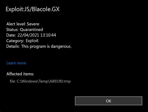 exploit js blacole gx — virus removal guide