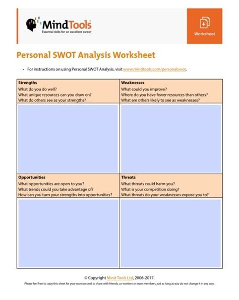 Solved Mindtools Personal Swot Analysis Worksheet