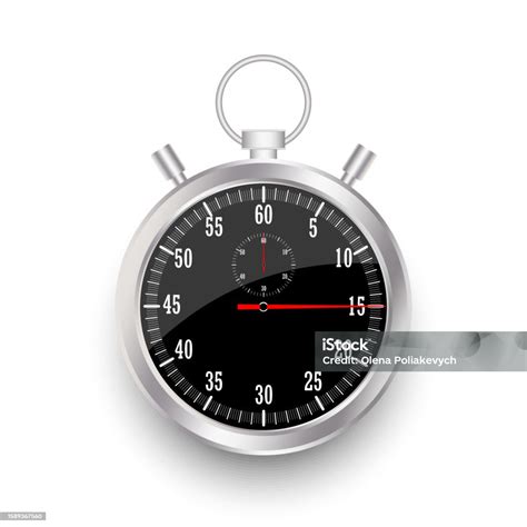 사실적인 클래식 스톱워치 다이얼이 있는 시간 카운터 반짝이는 메탈 크로노미터 카운트 다운 타이머 분과 초 벡터 그림입니다 에피소드 10 2에 대한 스톡 벡터 아트 및 기타