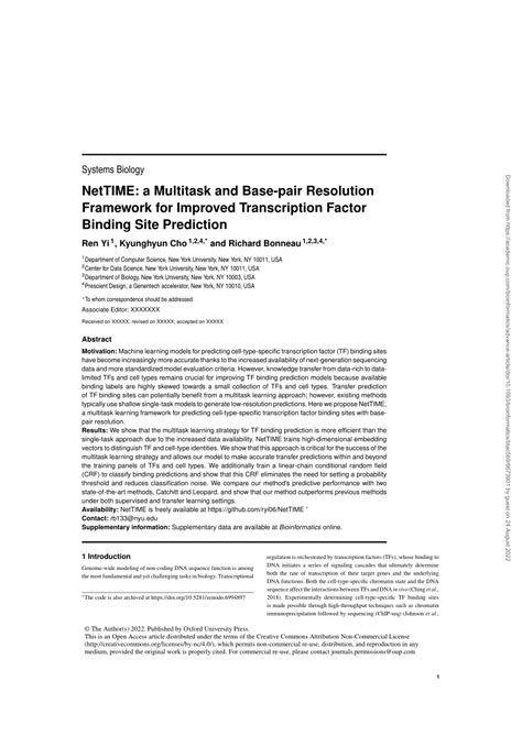 Pdf Nettime A Multitask And Base Pair Resolution Framework For Improved Transcription Factor