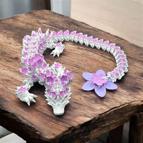 3d Printed Cherry Blossom Dragon Articulated Dragon Figurine Etsy