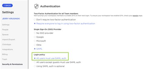 Custom SAML Single Sign On ClickUp Help