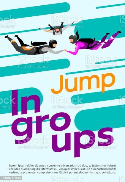 그룹 포스터 벡터 템플릿에서 이동합니다 스카이 다이빙 자유 낙하 브로셔 표지 소책자 페이지 컨셉 디자인과 평면 일러스트 익스트림 스포츠 광고 전단지 전단지 배너 레이아웃