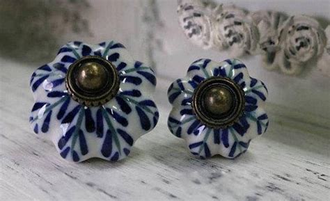 Blue Ceramic Knobs Pull Drawer Knobs Pull Dresser Knobs Handles Kitchen
