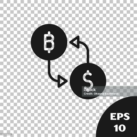 투명 한 배경에 격리 된 블랙 암호 화폐 교환 아이콘 비트 코인에서 달러 교환 아이콘에 암호 화폐 기술 모바일 뱅킹 벡터 0명에 대한 스톡 벡터 아트 및 기타 이미지