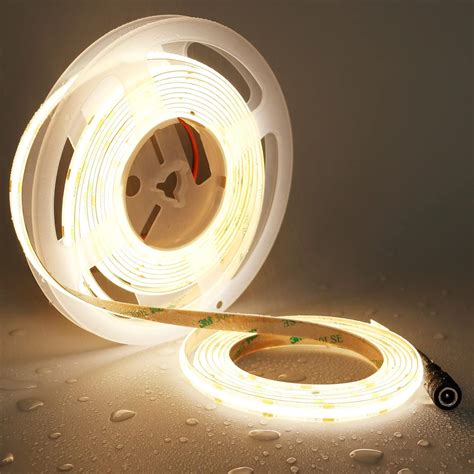 Topai 12v Cob Led Strip Light 3000k Warm White 5m Waterproof Ip65 Super Bright 4000lm Cri 90