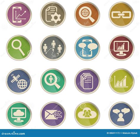 Data Analytic And Social Network Icon Set Stock Illustration