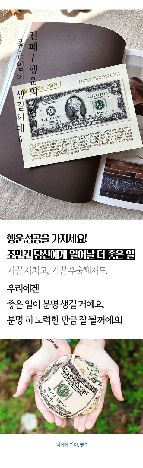 행운을 부르는 2달러 환전가능 진폐2달러봉투 선물 감도 깊은 취향 셀렉트샵 29cm