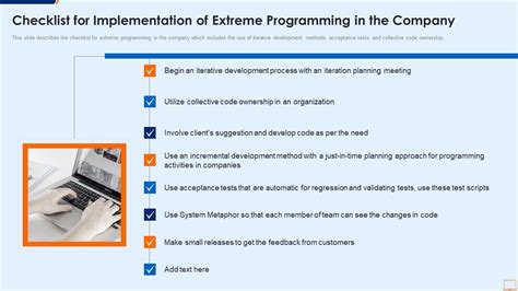 Extreme Programming Methodology IT Checklist For Implementation Of
