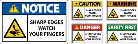 Warning Sharp Edges Watch Your Fingers On White Background Stock Vector