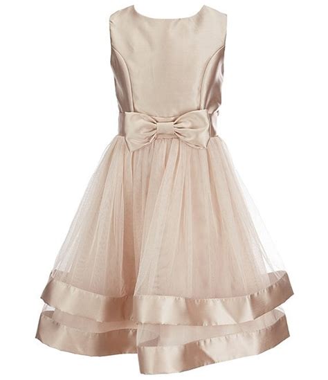 Xtraordinary Big Girls 7 16 Sleeveless Satin Bow Accented Double Mesh