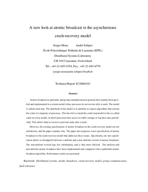pdf a new look at atomic broadcast in the asynchronous crash recovery model