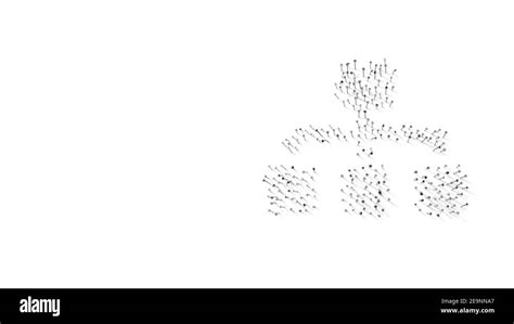 3d Rendering Of Nails In Shape Of Symbol Of Network From One Main And Three Other Rectangles