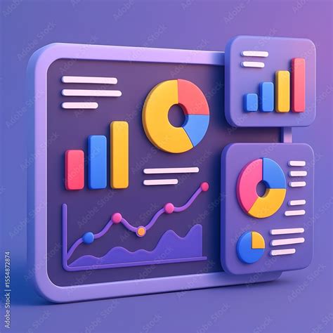 3d Business Analytics Dashboard Vector Stylized 3d Vector Of A Digital Dashboard With Colorful