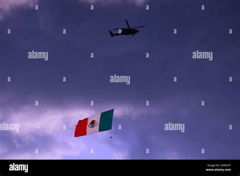 Ciudad De M Xico M Xico November Helicopter In Flight Displaying A Mexican Flag