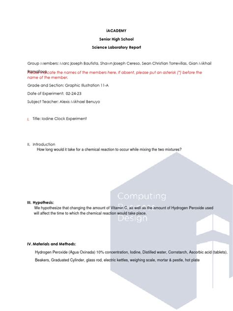 Physical Science Laboratory Report Format Pdf Experiment Laboratories