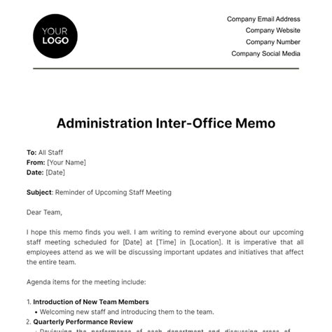 Administration Interoffice Memo Template Edit Online And Download