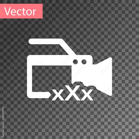White Video Camera With Inscription XXX Icon Isolated On Transparent Background Age Restriction