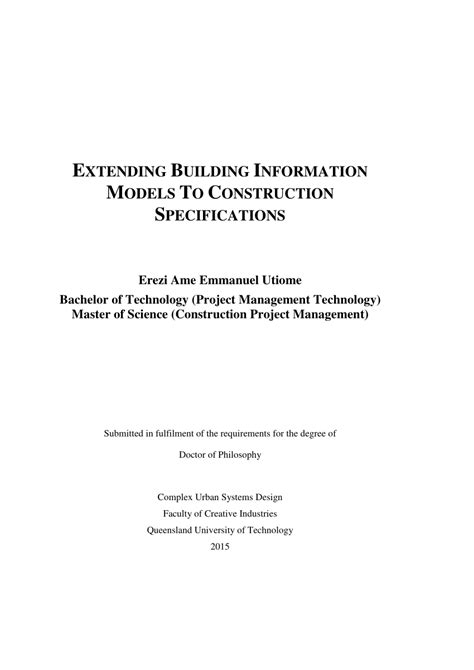 pdf extending building information models to construction specifications