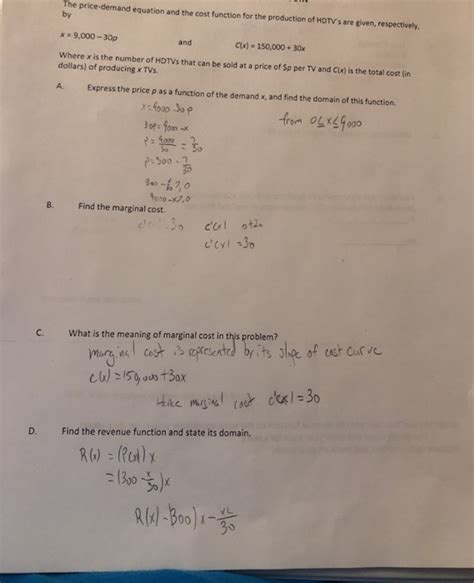 Solved The Price Demand Equation And The Cost Function For
